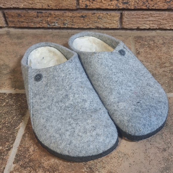 Birkenstock | Shoes | Birkenstock Size 4 Gray Wool Felt Clog Slippers ...